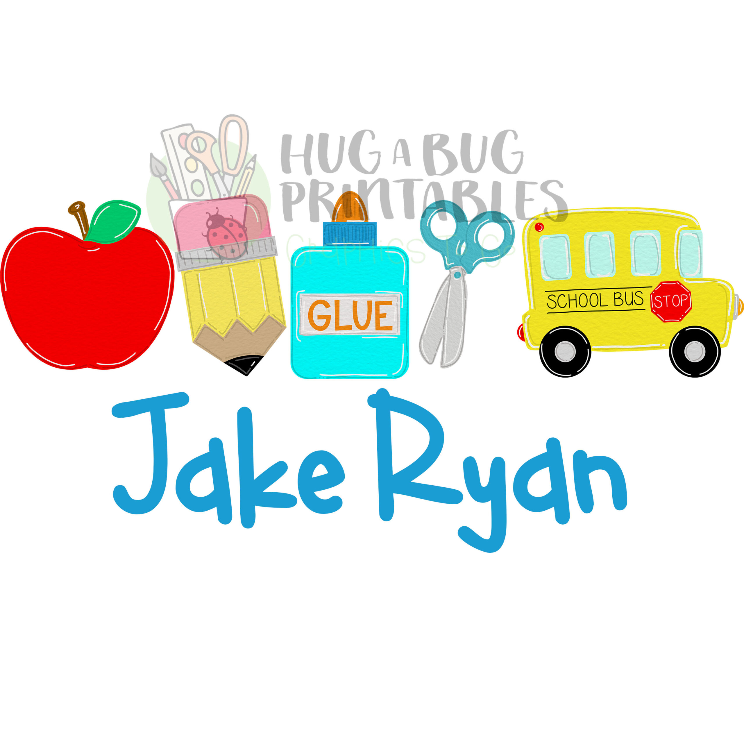 School Set Blue JPG PNG – Hug A Bug Printables